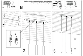 Černé závěsné svítidlo Sollux Fideus, délka 30 cm