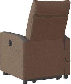 Zvedací masážní polohovací křeslo hnědé textil 3324062