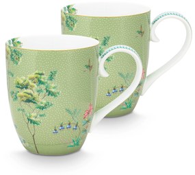 Pip Studio set hrnků XL 450ml, zelený (Set porcelánových hrnků)