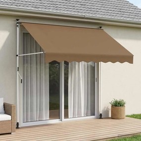 vidaXL Ručně zatahovací markýza 350 cm pruhy [42037063] Barva: oranžová a hnědá