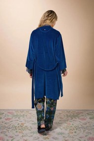 Pip Studio Naomi Kimono Velvet Little Sumo Stripe, tmavě modré (Bavlněné sametové kimono)