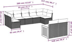 9dílná zahradní sedací souprava s poduškami béžová polyratan 3227970