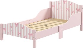 AIYAPLAY Montessori postýlka pro děti 3-6 let 146x76,5 cm, ochrana proti pádu, tvar mašle pro dětský pokoj, růžová
