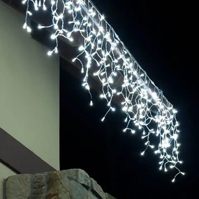 Easy Fix venkovní LED rampouchy, světelné, 300 × 90 cm, ledově bílá, 174 diod, bílý kabel, IP67, prodlužovací