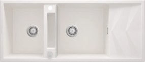 Deante Magnetic, 2-komorový granitový dřez s odkapávačem 1160x500x224 mm, bílá, DEA-ZRM_A213