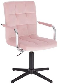 LuxuryForm DESIGN Otočná židle VERONA VELUR na černém kříži - růžová