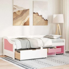 Válenda se 3 zásuvkami bez matrace bílá a růžová IRUN 90x200 cm 3314685