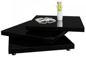 Konferenční stolek vysoký lesk, černý 60x60 cm - otočné desky 360 °, Jurhan Germany