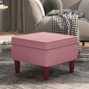 Stolička s dřevěnými nohami růžová samet 329461