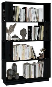 Knihovna / dělicí stěna černá 80 x 25 x 132 cm masivní borovice - Default Title