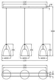 Fabas Luce 3673-48-125 - Lustr na lanku BRITTON 3xE27/40W/230V zlatá