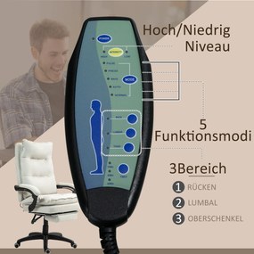 Kancelářská židle Vinsetto s 6bodovou masáží, ergonomická herní židle s funkcí polohování, výškově nastavitelná manažerská židle s podnožkou, nosnost…