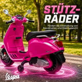 Dětská elektrická motorka AIYAPLAY pro děti od 3 let s licencí Vespa, bateriová motorka 6V s USB, MP3, LED světlem, FM rádiem, rychlostí 3 km/h a nos…