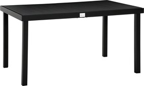 Zahradní stůl Outsunny pro 6 osob - Hliníkový stůl na venkovní stolování, snadno čistitelný plast, černý, 140 x 90 x 74 cm | Aosom