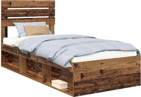 Rám postele s čelo Staré dřevo 90 x 200 cm Masivní borové dřevo 3411461