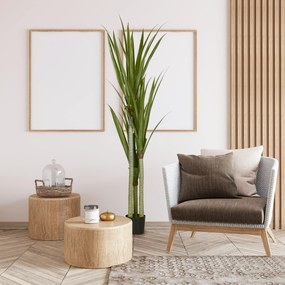 Umělá rostlina yucca HOMCOM v květináči 190 cm - 39 realistických listů pro dekoraci domova, obývacího pokoje, kanceláře a zahrady Ø17x190 cm Zelená