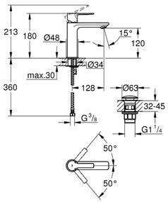 Grohe Lineare - Páková umyvadlová baterie s Push-open zátkou, chrom 23106001