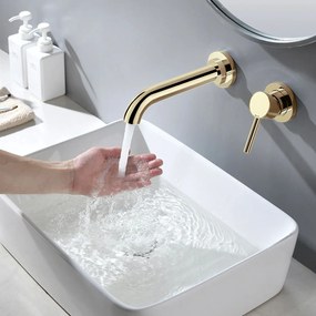 Rea Lungo Long, podomítková umyvadlová/vanová baterie + BOX, zlatá lesklá, REA-B0370