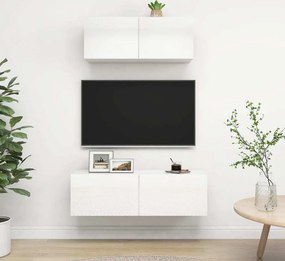 vidaXL 2dílný set TV skříněk dřevotříska [3079122] Barva: bílá s vysokým leskem