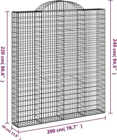 Klenuté gabionové koše 2 ks 200x30x220/240cm pozinkované železo 3146236