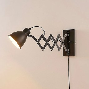 Průmyslová nástěnná lampa černá harmonika - Merle