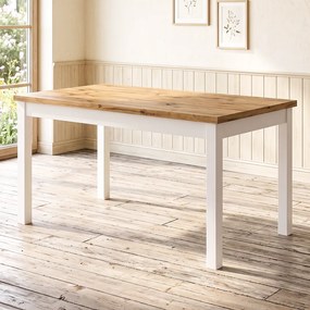 Rozkládací jídelní stůl PARMA | 140x80 cm | masiv buku + LDT 36 mm s ABS hranou | KVALITNÍ ZPRACOVÁNÍ | bílá/dub wotan