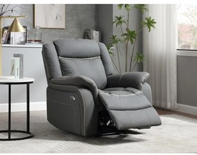 Polohovací křeslo, elektrické zabudované ovládání, šedá, ekokůže, TV-4119 GREY Barva: šedá