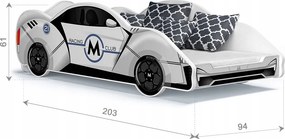 Dětská postel auto BRADLEY 180x90 cm - bílá (11)