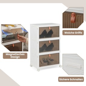 Costway 3-patrové úložné boxy s víkem a magnetickými průhlednými dveřmi