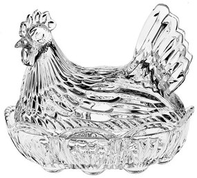Crystal Bohemia Skleněná dóza SLEPIČKA 215 mm