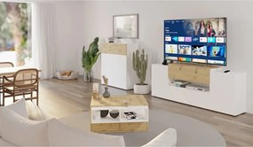 FMD TV/Hi-Fi skříňka 182x33x70,2 cm bílá a dub artisan [444216]