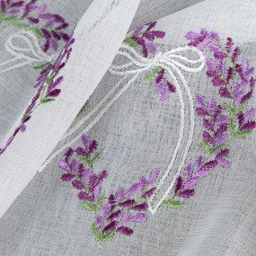 KRÁTKÁ ZÁCLONA NA POUTKÁCH LAVENDER 145X70 CM KVĚTY
