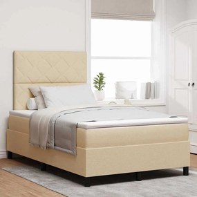 Postel s boxspringem s čelo Krémová 120 x 190 cm textil 3339453