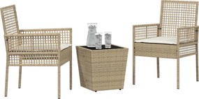 Zahradní bistro set 3 ks Béžová polyratan 3334959