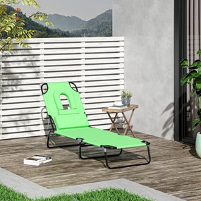 Outsunny lehátko na slunce s okénkem pro čtení a polštářem, skládací, voděodolný potah, kovový rám, zelené