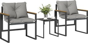 Outsunny 3dílný bistro set pro 2 — kovový rám, polstrovaná křesla a odkládací stolík, zahradní nábytek na balkon, terasu nebo trávník | Aosom