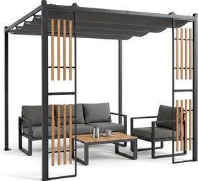 Costway Pergola venkovní altán zahradní altán s 2 zástěnami nastavitelná střecha
