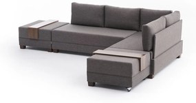 Designová rohová sedačka Ramesha 280 cm hnědá - pravá