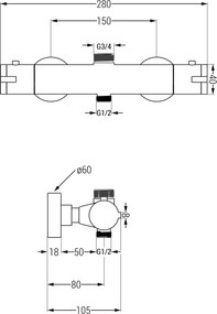 Mexen Erik sprchový set s dešťovou sprchou a termostatickou sprchou Kai , chromová, 77150205-00