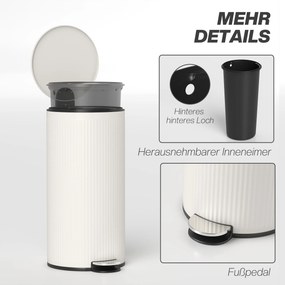 HOMCOM Koš na odpadky 30 L nášlapný s víkem Softclose a pedálem, vnitřní kovový kbelík, černý, 36 x 30 x 60,5 cm 851-063V00CW