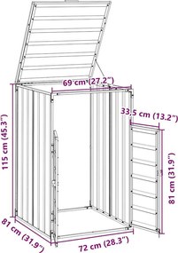 vidaXL Box na 1 popelnici 72 x 81 x 115 cm ocel [4006171] Barva: Šedá