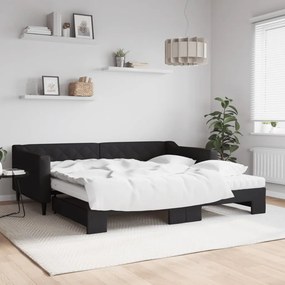 Válenda s přistýlkou a matracemi černá 100 x 200 cm textil 3197451