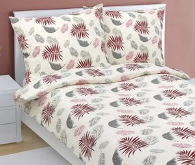 Bellatex Povlečení krepové 140x200, 70x90 cm Peříčko vínová