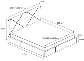 Čalouněná postel KARINO rozměr 120x200 cm Tmavě šedá