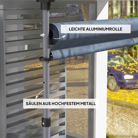 Svěrná markýza s ruční klikou Výškově nastavitelná markýza se sklopným ramenem Markýza bez vrtání 350 cm široká Tmavě šedá