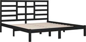 Rám postele černý masivní dřevo 200 x 200 cm 3105819