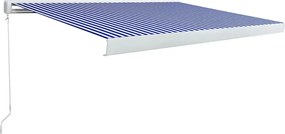 vidaXL Kazetová markýza s ručním ovládáním 400 x 300 cm [3052674] Barva: Modro-bílá