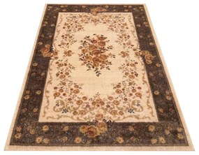 Hnědý vintage koberec s motivem květin Šířka: 200 cm | Délka: 290 cm