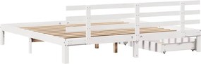 Rám postele se zásuvkami bílý 200 x 200 cm masivní borovice 3302019