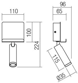 Redo 01-3084 - LED Nástěnné bodové svítidlo PANEL LED/3,5W/230V USB černá